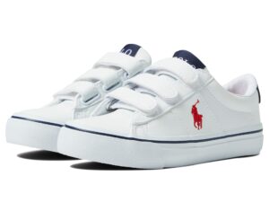 polo ralph lauren boy's sayer ez (little kid) white tumbled/navy/red player pony 11 little kid m