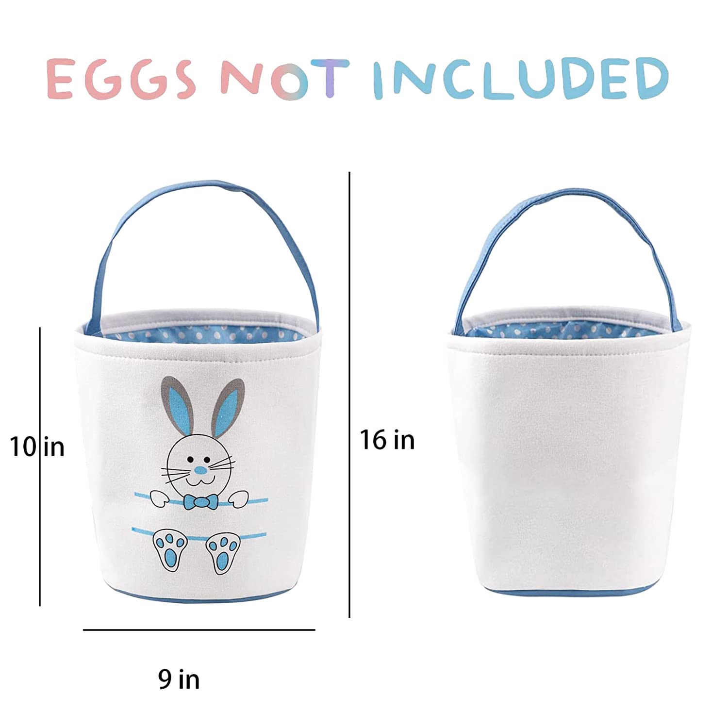 Easter Bunny Baskets for Kids Empty Egg Hunt Bags, Rabbit Buckets with Handle for Carrying Candy Cute Stuffed Easter Festival Gifts