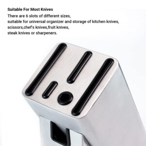 KAUKKO Stainless Steel Knife Holder, Modern Design Knife Block, Universal Knife Storage Organizer, Strong and Durable Knife Holder Counter-top Storage with Scissors-Slot (Knives Not Included)