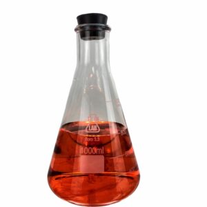 tn lab erlenmeyer conical borosilicate glass flask 1000ml 1l with rubber stopper