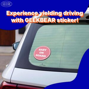 GEEKBEAR Baby on Board Car Sticker - Colorful, Reflective, Weather-Resistant - Circular 4.7 x 4.7 in (Light Pink - 2 Pack)