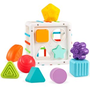 montessori toys for 1 2 year old, baby sorter toy colorful cube, baby toys 12 18 months 10 pcs multi sensory shape sorter, sensory bin for toddlers preschool educational toddlers toy gift for baby