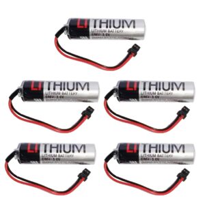 wellveus 5pcs er6v/3.6v compatible with toshiba er6vc119a er6v119b 2400mah lithium battery for m70 m60 plc