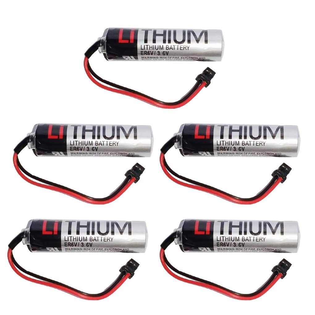 WELLVEUS 5Pcs ER6V/3.6V Compatible with Toshiba ER6VC119A ER6V119B 2400mAh Lithium Battery for M70 M60 PLC