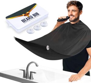 beard bib apron for men christmas gift - beard catcher for shaving & trimming, 2 adjustable neck straps beard cape grooming cloth with 4 suction cups beard bib apron for men father