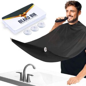 Beard Bib Apron for Men Christmas Gift - Beard Catcher for Shaving & Trimming, 2 Adjustable Neck Straps Beard Cape Grooming Cloth with 4 Suction Cups Beard Bib Apron for Men Father