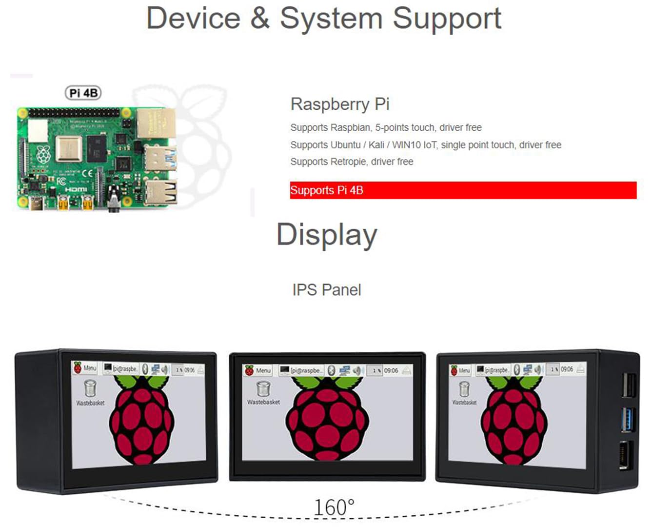 3.5" DPI Touch LCD 640x480, DPI666 262K Colors 60Hz Refresh Rate IPS Display Capacitive Screen, Toughened Glass Cover,for Raspberry Pi 4B/3B+/3A+/Pi Zero/Pi Zero 2W/Compute Module 4