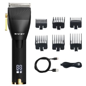 hair clippers for men, beard trimmer, professional barber clippers with lcd display, 6 guide combs, dual port charging clippers for men rechargeable clippers for hair cutting