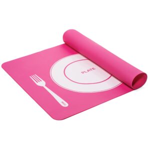 Playscape Kids Table Setting 2-Pack Placemats Montessori Style, Non-Slip Silicone (Pink)