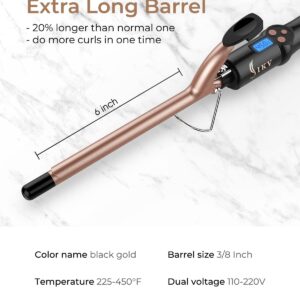 Small Curling Iron 3/8 Inch, Thin Curling Wand for Short Hair, 9mm Long Barrel Ceramic Hair Curling Iron