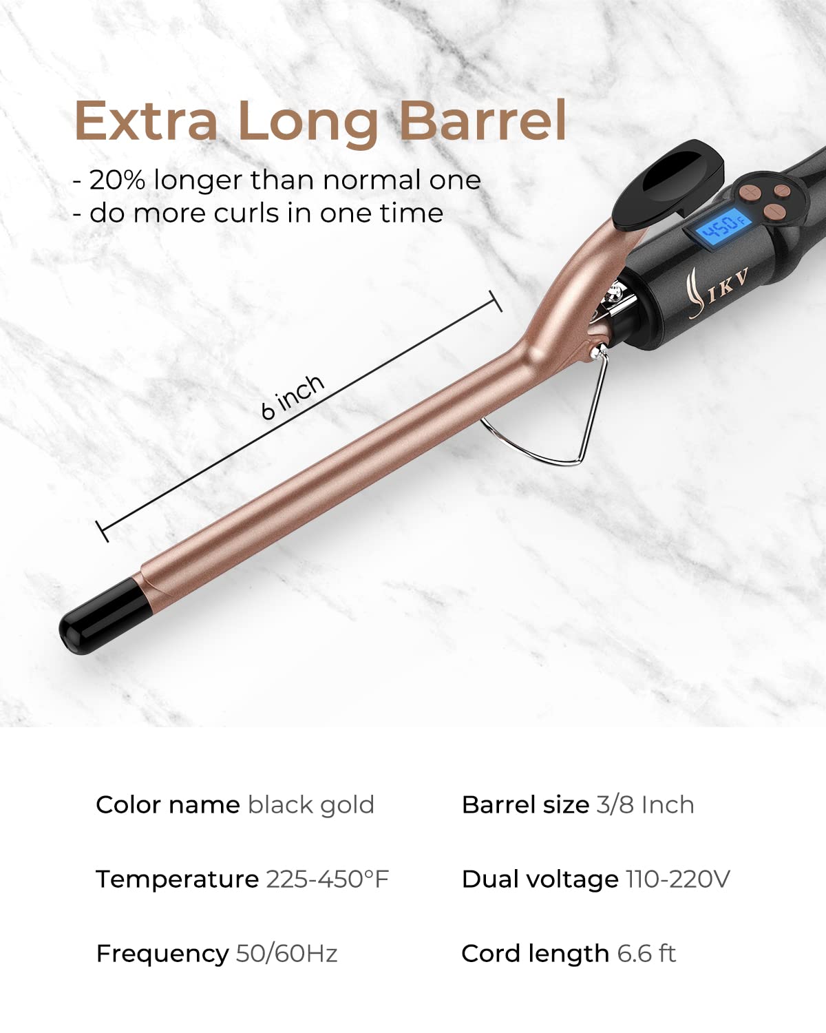 Small Curling Iron 3/8 Inch, Thin Curling Wand for Short Hair, 9mm Long Barrel Ceramic Hair Curling Iron