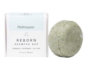 philorganic hair growth shampoo bar, natural and organic ingredients rosemary, peppermint and tea tree, made in us, ph balanced, parabens free