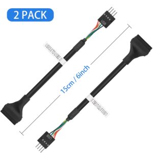 Duttek USB 3.0 Header to USB 2.0,USB 3.0 to USB 2.0 Motherboard Adapter Cable,19 Pin USB3.0 Female to 9 Pin USB2.0 Male Motherboard Cable Adapter Converter 6 inch/15cm (2 Pack)