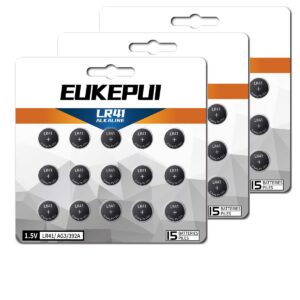 eukepui lr41 batteries，ag3 392 1.5v alkaline battery-45 count