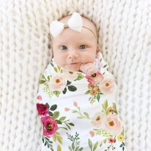 Newborn Floral Print Blanket Baby Stretch Wrap Swaddle Blanket Receiving Blanket