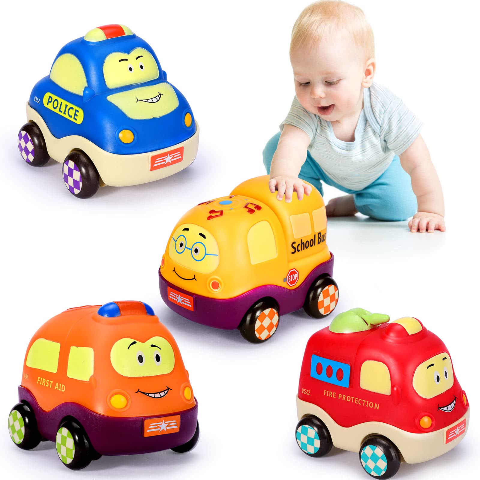 Baby Toy Cars for 1 Year Old Boy Pull Back Cars Toddler Toys Age 1-2 Cartoon Truck Toys for 2 Years Old Boy Town Vehicles Baby Toys 12-18 Months First Birthday Gifts for 1 2 3 Year Old Boys Girls