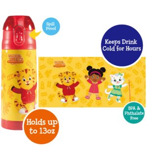 Daniel Tiger 13 oz Insulated Water Bottle with Latching Lid - Easy to Use for Kids - Reusable Spill Proof & BPA-Free, Keeps Drinks Cold for Hours, Fits in Lunch Boxes & Bags, Fun XMAS Gift for School