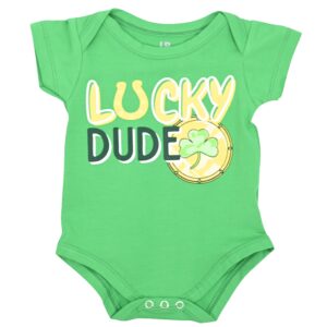 Unique Baby Boys St Patricks Day Lucky Dude Matching Layette Set (6M, Green)