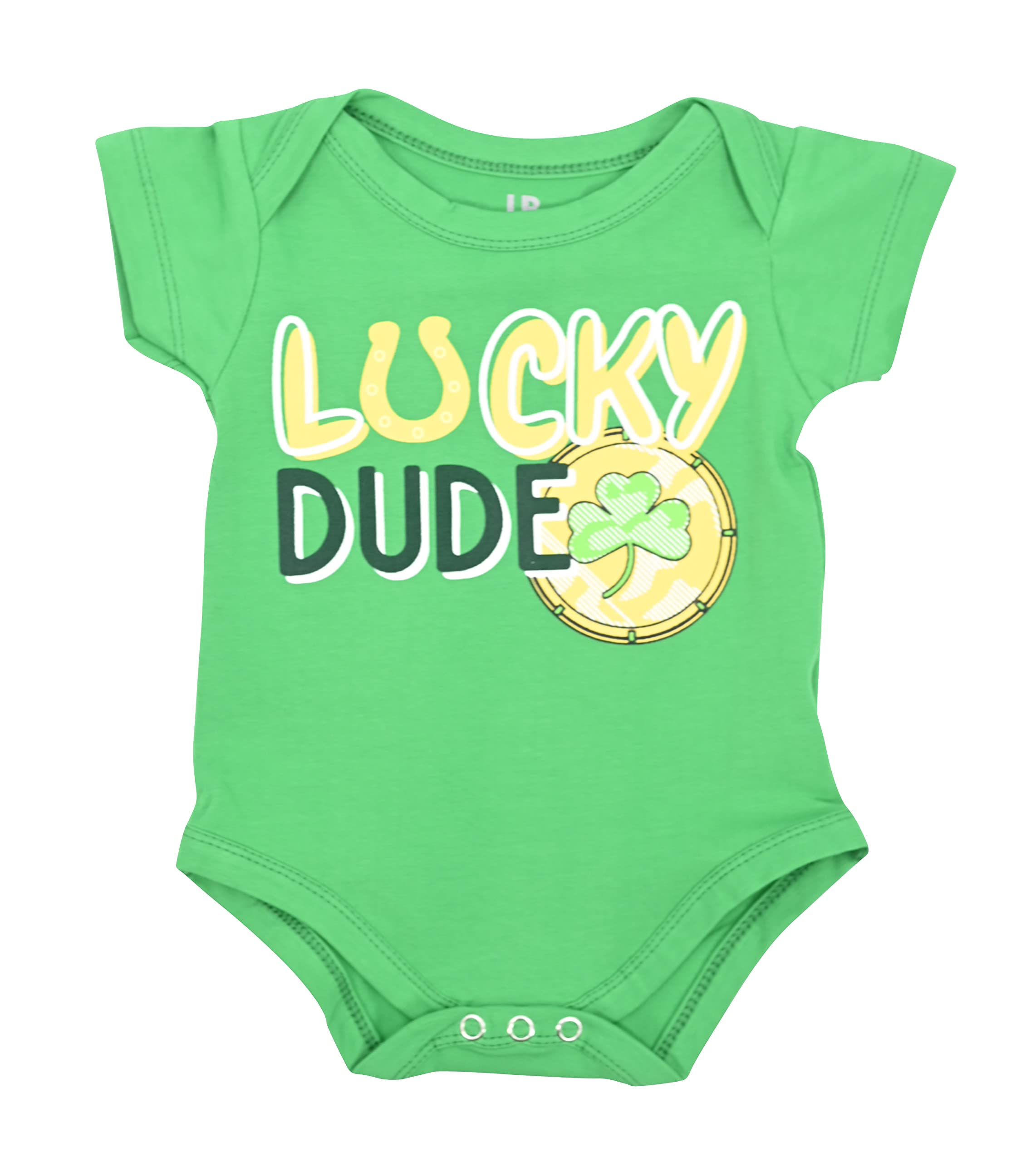 Unique Baby Boys St Patricks Day Lucky Dude Matching Layette Set (6M, Green)