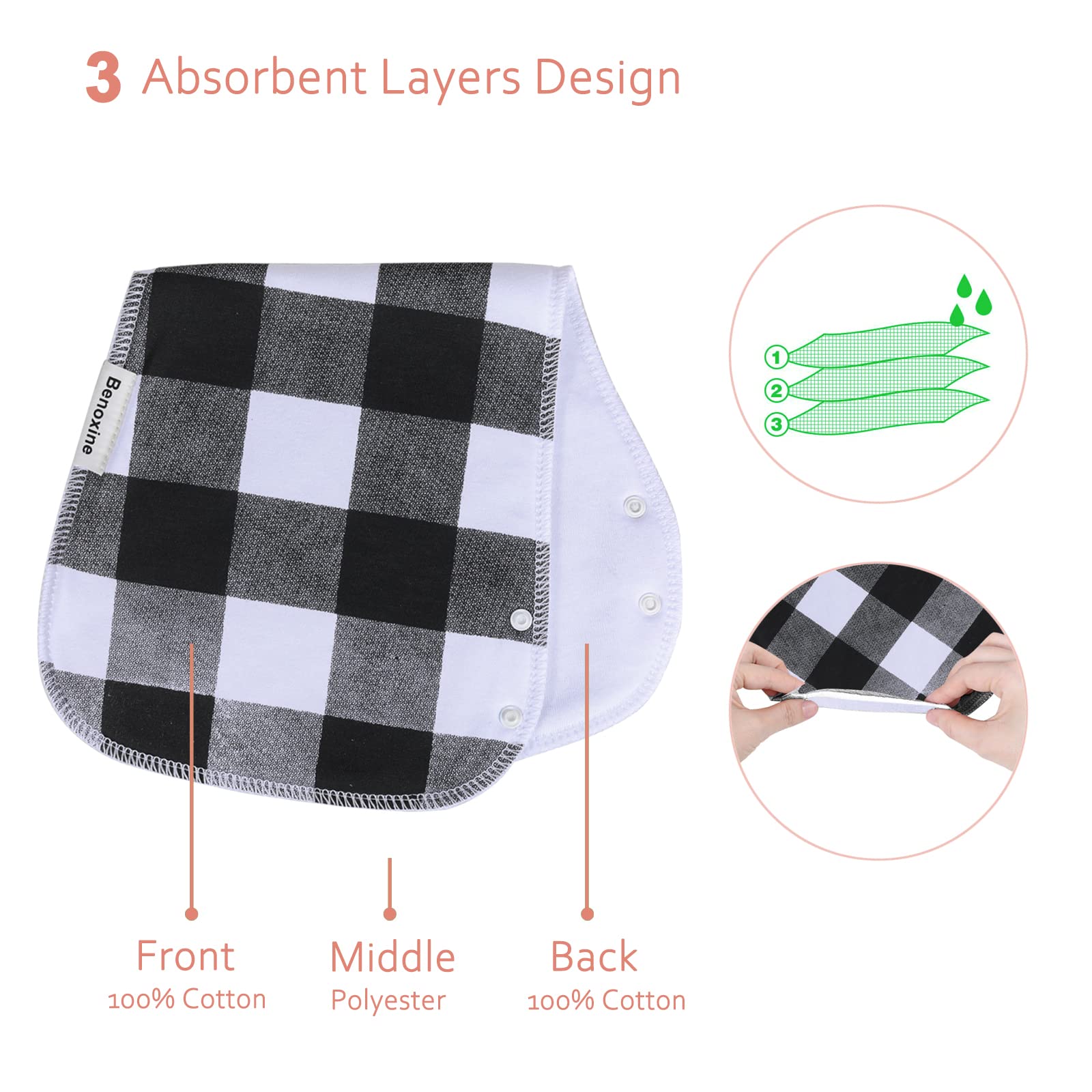 Baby Burp Cloths & Baby Bibs 2-in-1 Design Large Size 3 Layers Thicken 100% Cotton Super Absorbent and Soft Baby Spit Up Burping Rags Baby Burp Cloth Set for Boys and Girls 12 Pack