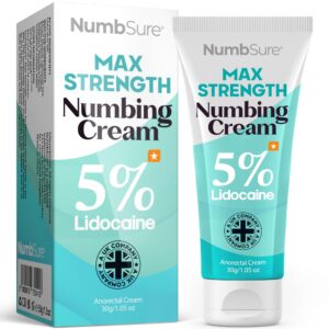 numbsure 5% lidocaine maximum strength numbing cream - for painless tattoos, waxing, piercings, and needle treatments