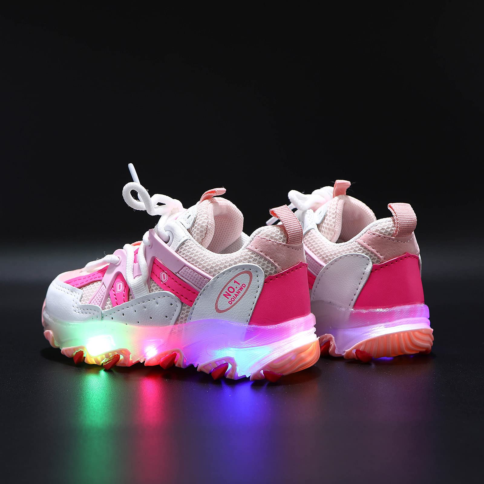 EnJoCho Toddler Girls Light Up Shoes Sneakers 1-7Years Baby Boys Letter Led Light Luminous Running Sport Boots Shoes (Pink-02#A, 18-24Months)