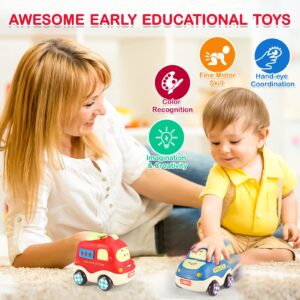 Baby Toy Cars for 1 Year Old Boy Pull Back Cars Toddler Toys Age 1-2 Cartoon Truck Toys for 2 Years Old Boy Town Vehicles Baby Toys 12-18 Months First Birthday Gifts for 1 2 3 Year Old Boys Girls