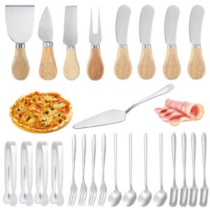 mother's taste bb cheese knife set 25 pcs stainless steel butter spreader knives with handle mini spoons spatulas forks sugar tongs blades for festival wedding birthday christmas party