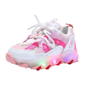 enjocho toddler girls light up shoes sneakers 1-7years baby boys letter led light luminous running sport boots shoes (pink-02#a, 18-24months)