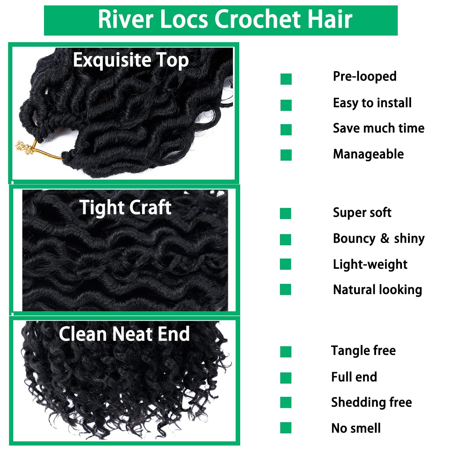 4 Packs Faux Locs Crochet Hair 36 Inches locs Super Long New Soft Locs Crochet Braids Pre-looped Curly Wavy Goddess Locs Braiding Hair for Women Synthetic Hair Extensions （18 strands/pc，#1B）