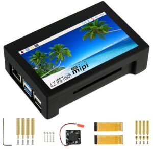 3.5" dpi touch lcd 640x480, dpi666 262k colors 60hz refresh rate ips display capacitive screen, toughened glass cover,for raspberry pi 4b/3b+/3a+/pi zero/pi zero 2w/compute module 4