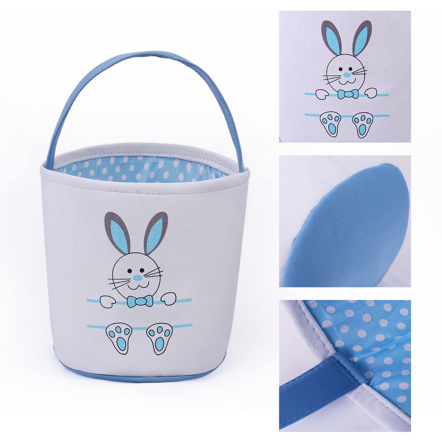 Easter Bunny Baskets for Kids Empty Egg Hunt Bags, Rabbit Buckets with Handle for Carrying Candy Cute Stuffed Easter Festival Gifts