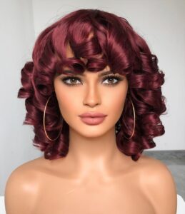 annivia-x short afro curly wigs with bangs for women kinky curly hair wig big bouncy fluffy curly wig(bug)