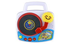 ekids tiny tunes toy turntable for toddlers with built-in nursery rhymes and sound effects, musical toy for kids