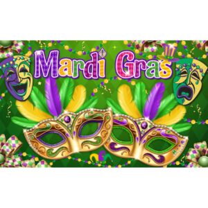 large 71" x 43" green mardi gras banner, mardi gras decorations for party, mardi gras party decorations mardi gras backdrop, mardi gras party supplies for masquerade tineit