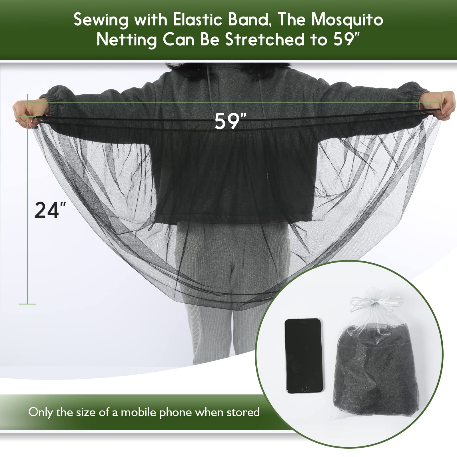 Mosquito Net for Stroller - V-Fyee Durable Baby Stroller Mosquito Net Perfect Bug Net for Strollers, Bassinets, Cradles, Playards, Pack N Plays and Portable Mini Crib (Black)