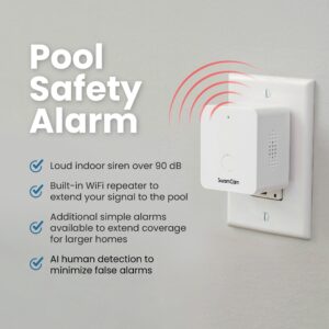 SwamCam Pool Alarm Camera - ASTM F2208 Certified - Wifi + App Operated Pool Alarms for Inground Pools and Above Ground - Sounds Onsite, In Home & Phone BEFORE Child Enters Pool - View Remotely Anytime