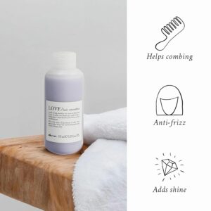 Davines LOVE Hair Smoother, Leave-On Cream To Smooth Frizzy, Unruly Or Wavy Hair Weightlessly, White, 5.07 Fl. Oz.