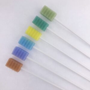 KEYWAYCARE Oral Swabs Disposable 360 Pcs Each Individually Wrapped Swabsticks Toothettes Mouth Swabs Sponge Dental Care Zigzag Wave Shaped 6 Color Multi-Color Soft Foam Oral Swabs