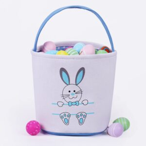 easter bunny baskets for kids empty egg hunt bags, rabbit buckets with handle for carrying candy cute stuffed easter festival gifts