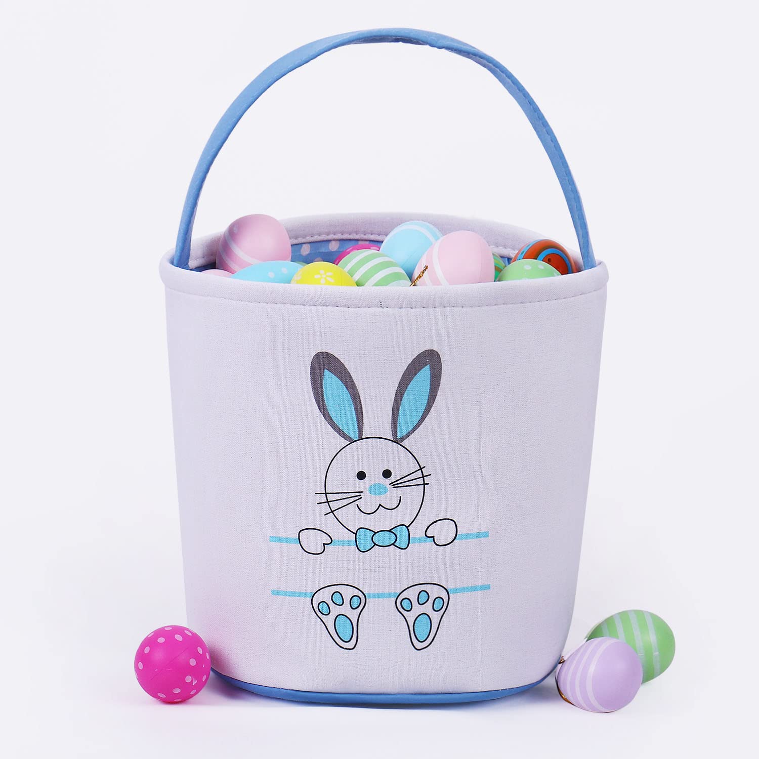 Easter Bunny Baskets for Kids Empty Egg Hunt Bags, Rabbit Buckets with Handle for Carrying Candy Cute Stuffed Easter Festival Gifts