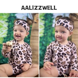 Newborn Infant Baby Girls One Piece Long Sleeve Swimsuit Leopard Bathing Suit Swimwear Beach Wear 0-3 Months Cheetah