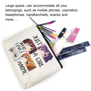 LANBAIHE Anime Fans Makeup Bag Gift - Just A Gir Who Really Loves Anime, Travel Cosmetic Bag For Her