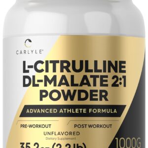 Carlyle L Citrulline Malate Powder | 3000mg | 2:1 | Unflavored | 1 Kg Container | Vegetarian, Non-GMO, Gluten Free