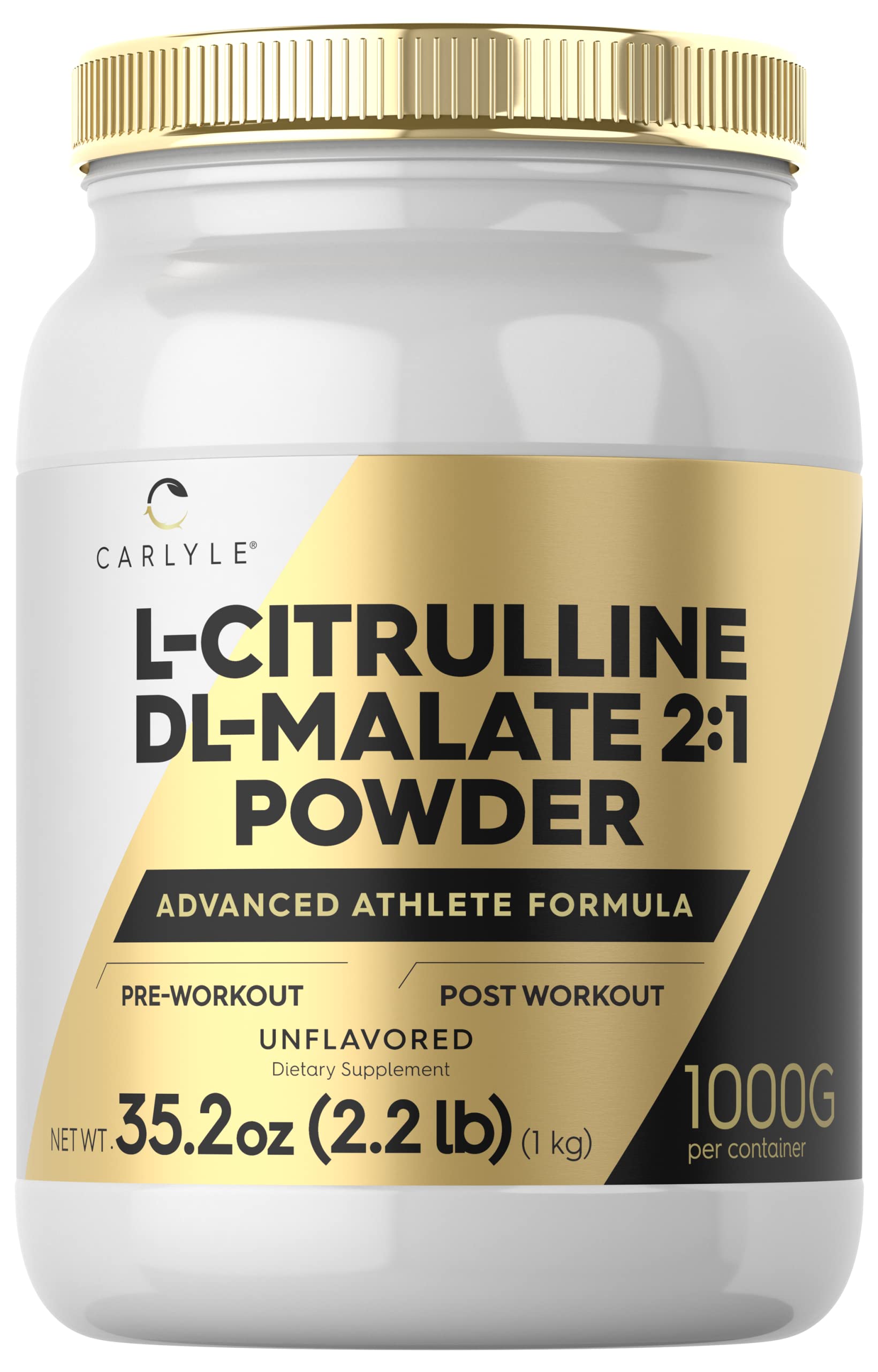 Carlyle L Citrulline Malate Powder | 3000mg | 2:1 | Unflavored | 1 Kg Container | Vegetarian, Non-GMO, Gluten Free