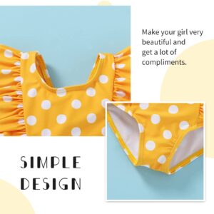 Newborn Baby Girl Ruffle Swimsuit Infant Toddler One Piece Floral Bikini Beach Bathing Swimwear Set (6-12 Months, Yellow White)