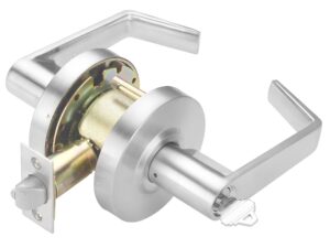 clg hardware commercial lever door lock - heavy-duty locking door handle, designer door handles, cylindrical lever lock, non-handed grade 2 industrial door handle, 26d satin chrome, classroom function