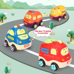 Baby Toy Cars for 1 Year Old Boy Pull Back Cars Toddler Toys Age 1-2 Cartoon Truck Toys for 2 Years Old Boy Town Vehicles Baby Toys 12-18 Months First Birthday Gifts for 1 2 3 Year Old Boys Girls