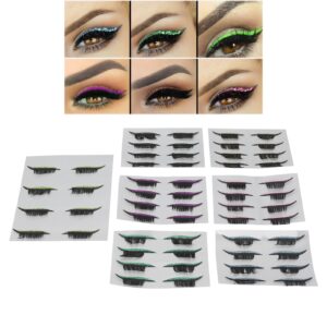 28 pairs of false eyelashes, 7 colors reusable eyelash stickers makeup sticker waterproof eye line strip stickers for women halloween masquerade carnival