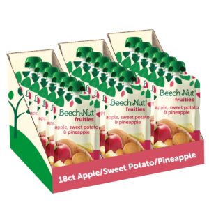 beech-nut baby food pouches, apple sweet potato pineapple fruit puree, 3.5 oz (18 pack)